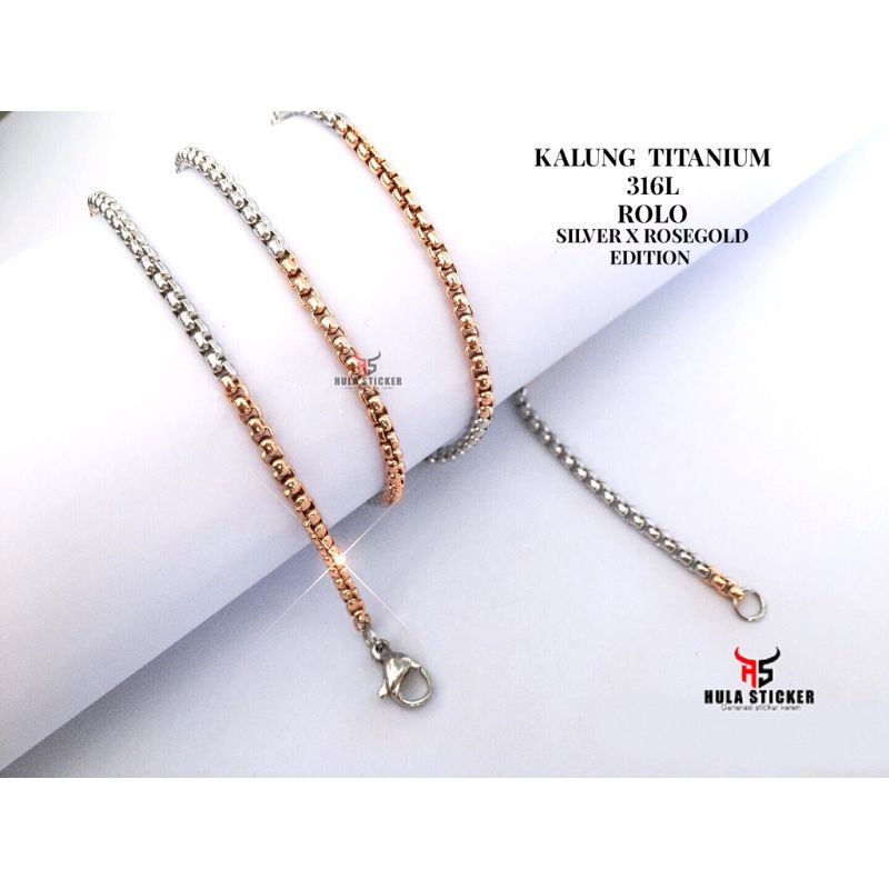 Premium Titanium Chain Necklace 316L Stainless Rolo Combination SILVER ...