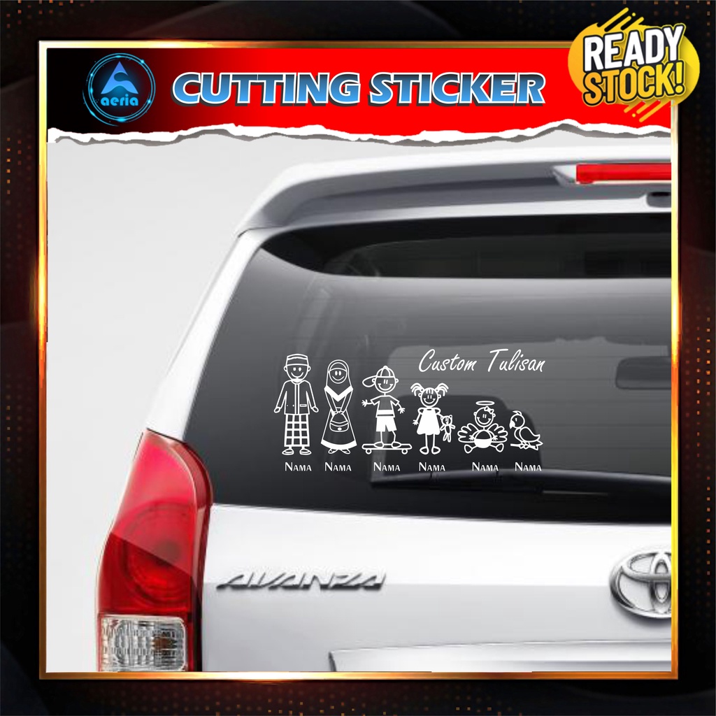 Happy FAMILY Stickers | Unique Character CUTTING STICKER Car Rear Glass ...