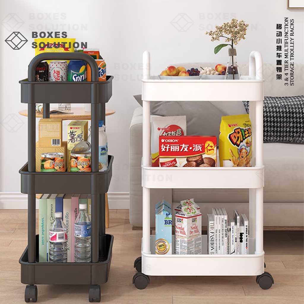 VBS READY STOCK #3/4 Tiers Multifunction Storage Trolley Rack Home ...