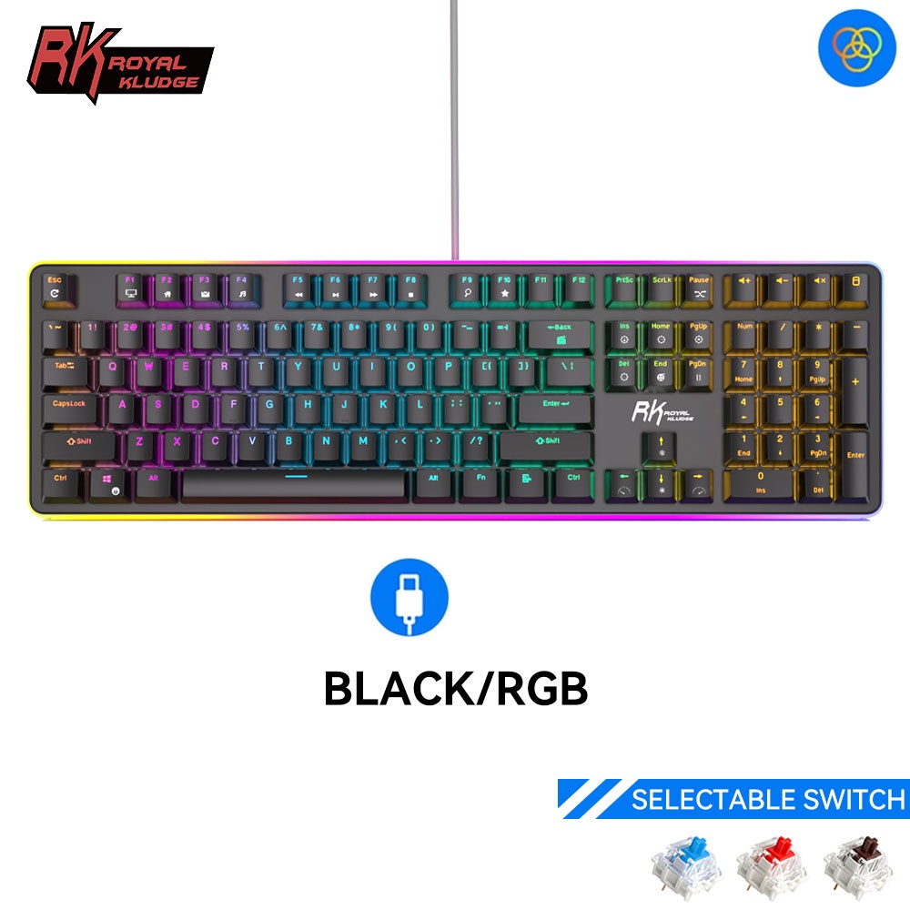Royal Kludge RK918 Full RGB Backlit Wired Mechanical Keyboad 104Key 100 ...
