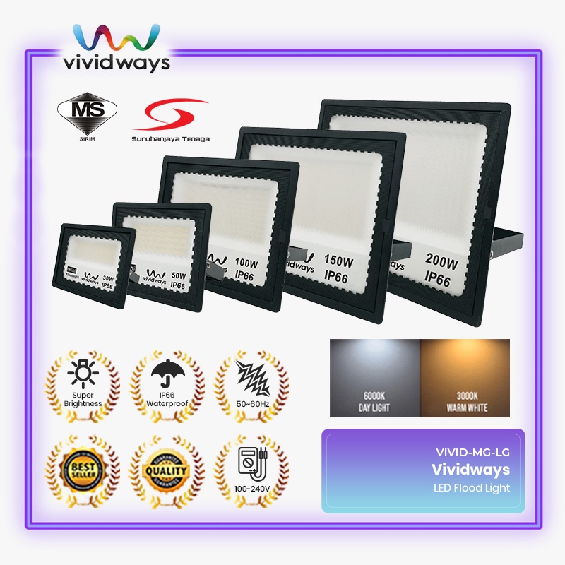 K2 VIVIDWAYS LED FLOOD LIGHT MG-LG 30W/50W/100W/150W/200W/300W | Shopee ...