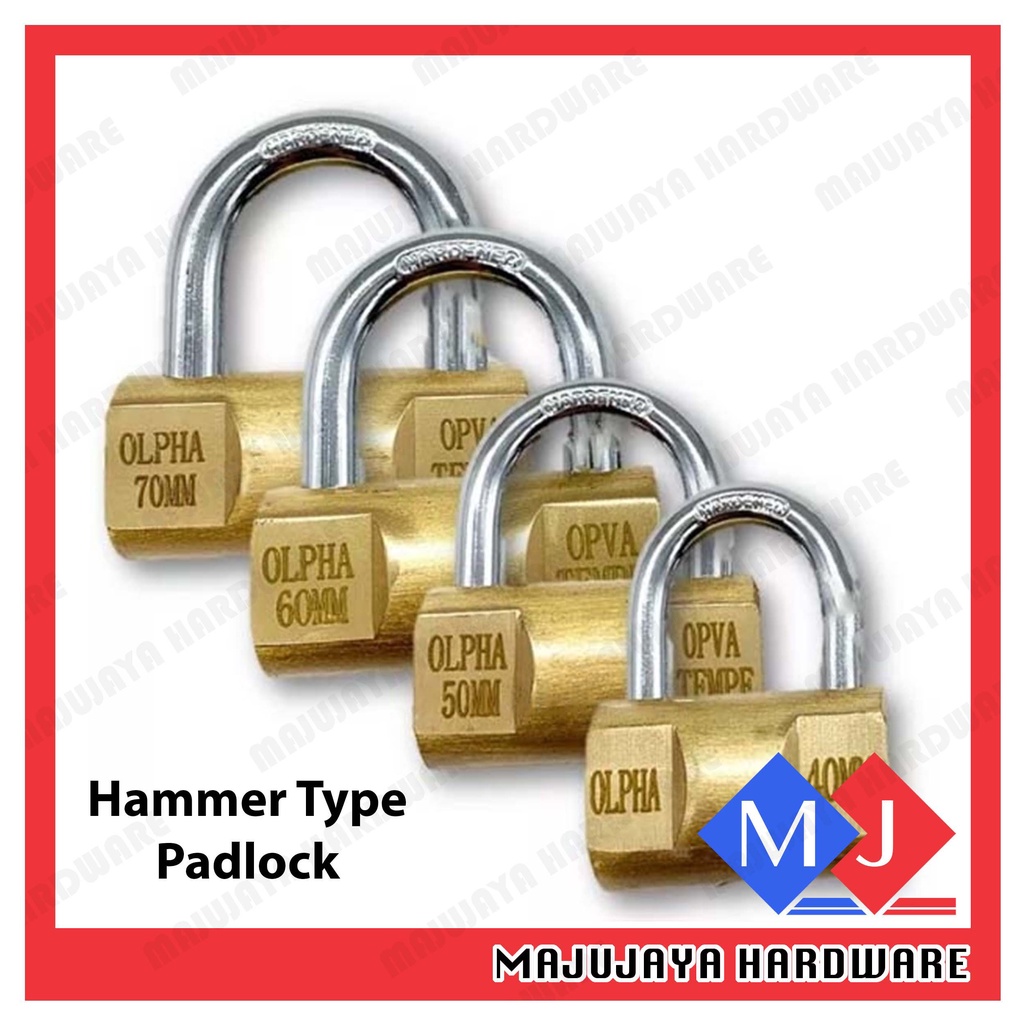 OLPHA 100% Copper Brass Gate Lock Padlock Heavy Duty Hammer Type ...