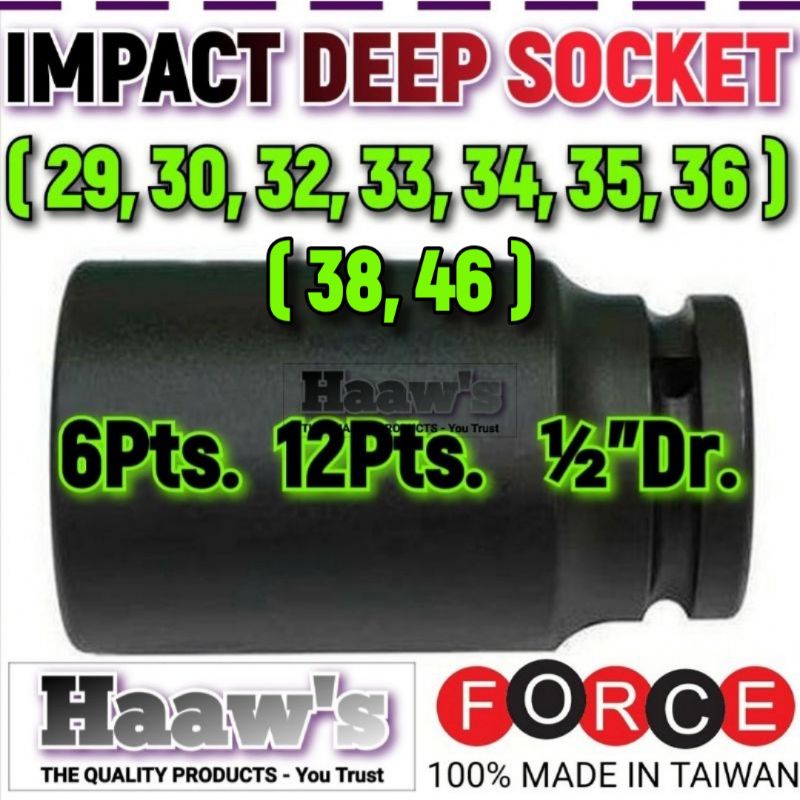 29mm, 30mm, 32mm, 33mm, 34mm, 35mm, 36mm, 38mm 46mm IMPACT LONG DEEP ...