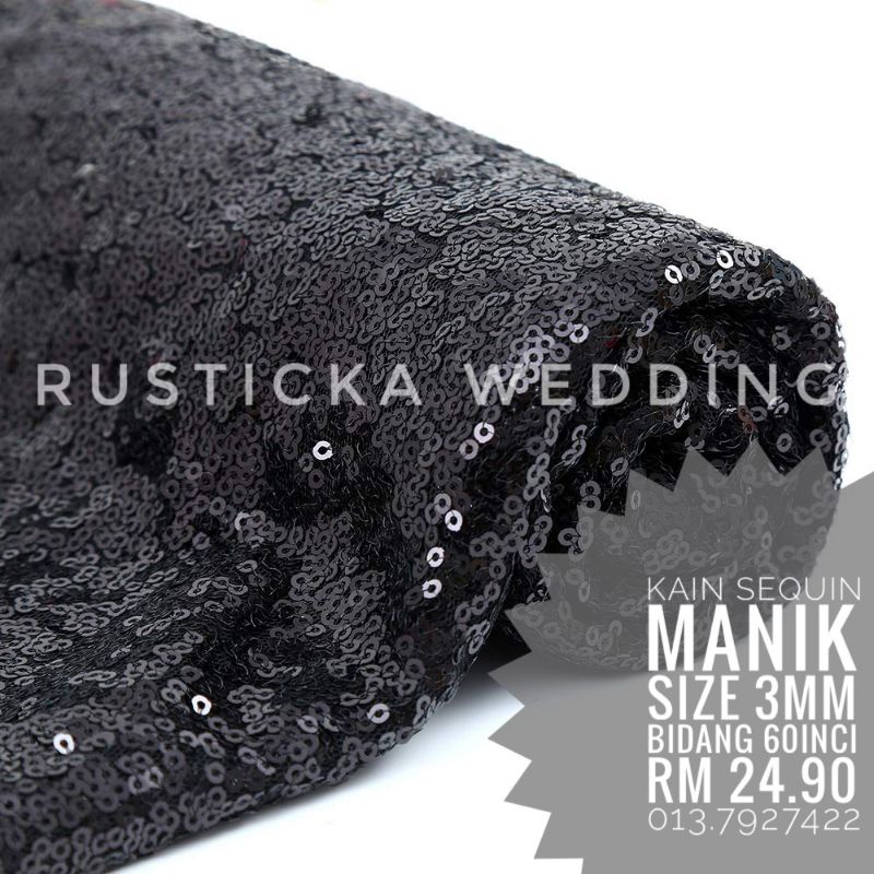 Kain Sequin Manik 3mm Sequin Glitter Fabric Wedding Birthday Decoration ...