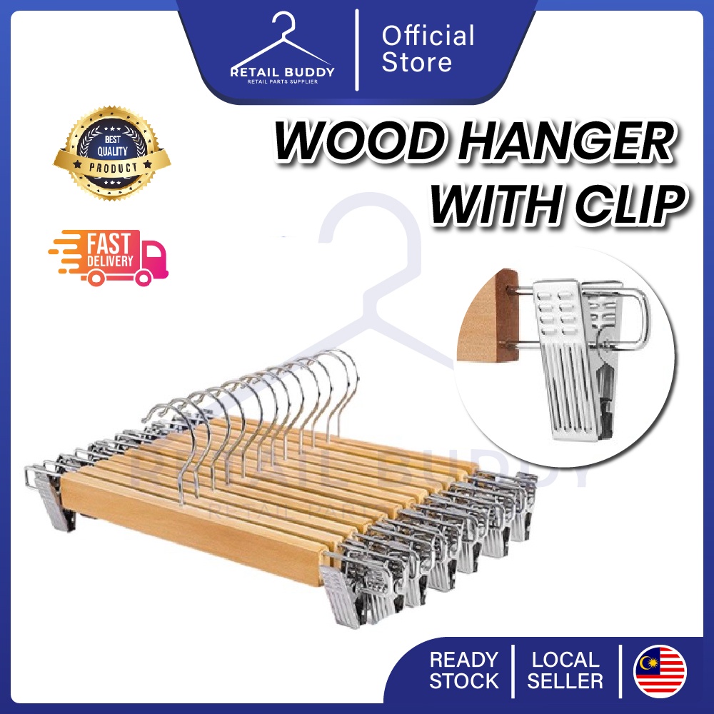High Quality Wood Hanger With Clip Premium Korean Style Solid Thick ...