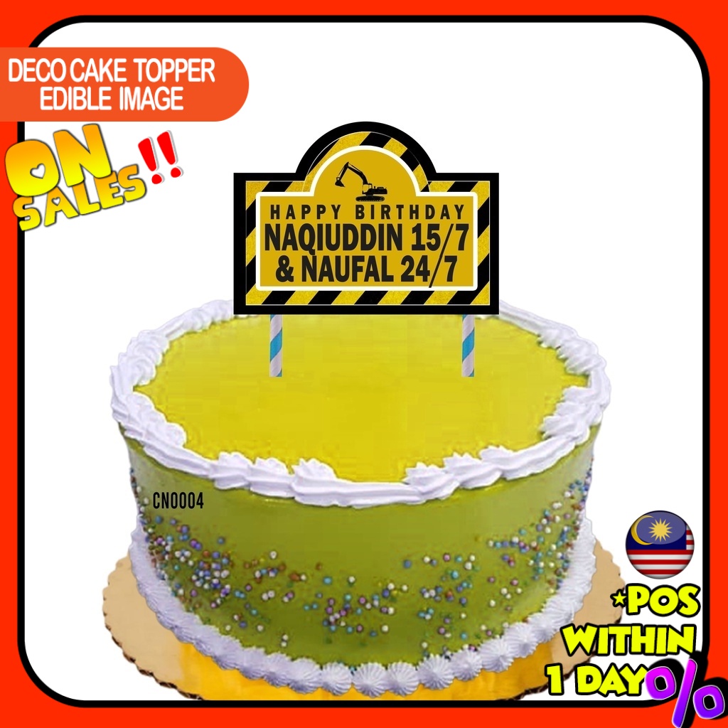 [CUSTOM NAME] Happy Birthday Cake Topper Under construction Decoration ...