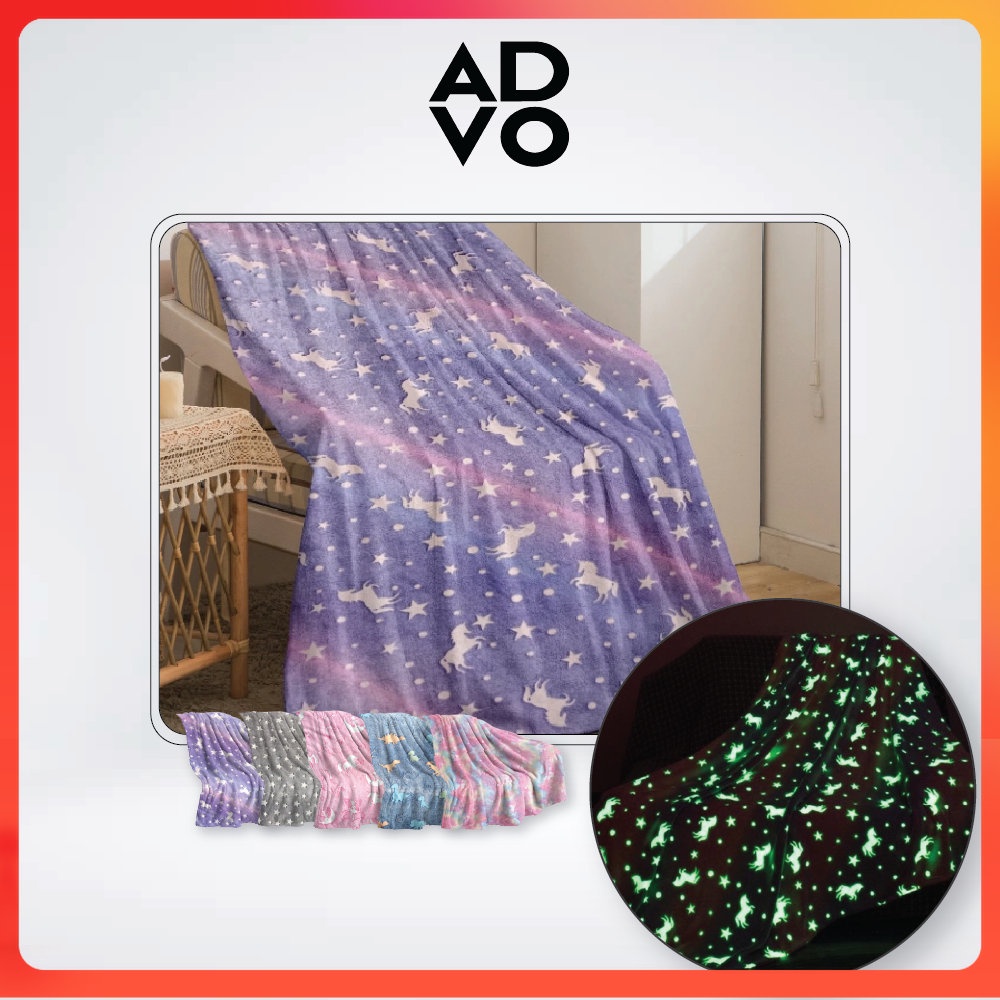 ADVO Adults Kids Luminous Blanket Glow In The Dark Blanket Flannel ...