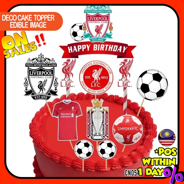 [CUSTOM NAME] Happy Birthday Cake Topper Liverpool Decoration Set Party ...