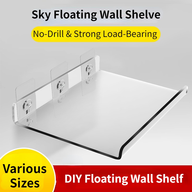 Sky Floating Wall Shelve Acrylic Shelf Display Shelves Storage Bracket ...
