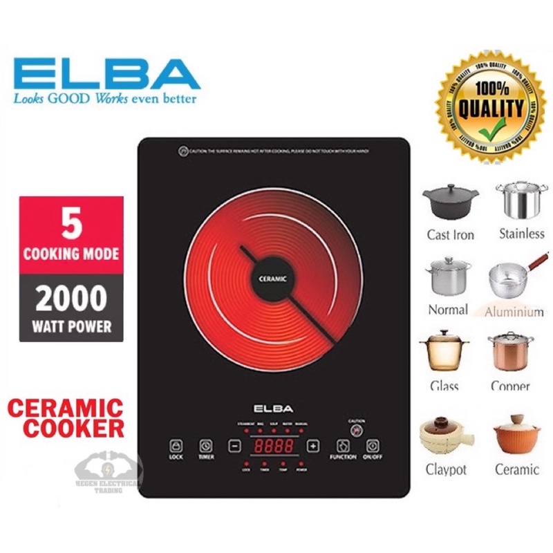ELBA 2000W CERAMIC COOKER ECC-J2015(BK) | Shopee Malaysia
