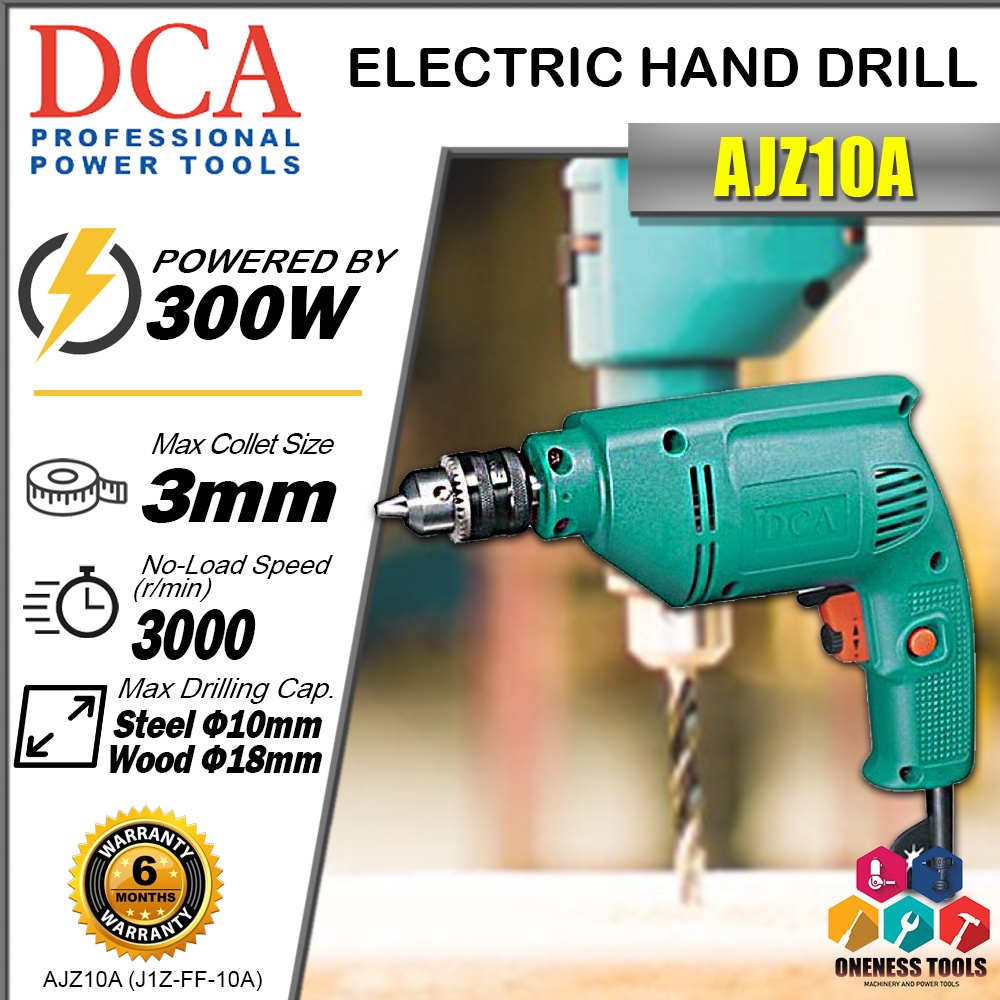 ''DCA'' ELECTRIC HAND DRILL (RL) VARIABLE SPEED -300W / 10MM -AJZ10A (J1Z-FF-10A) | Shopee Malaysia