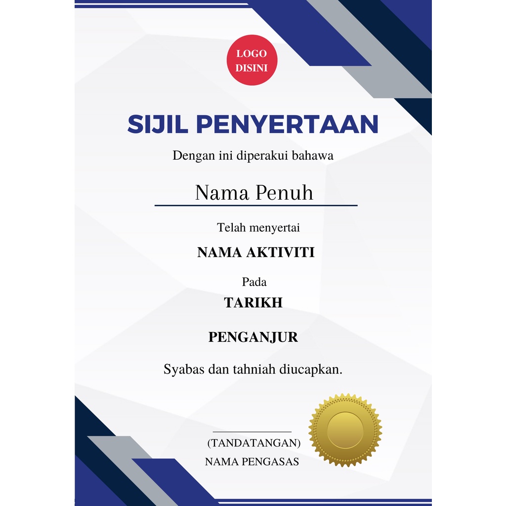 Template Sijil Template Certificate boleh edit dalam powerpoint ...