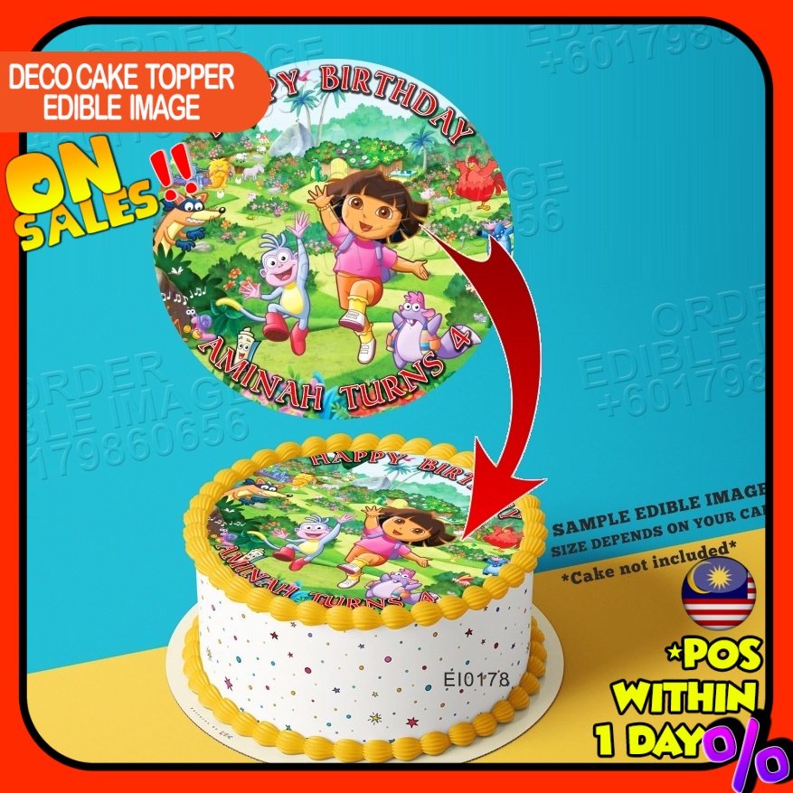 Printing EI Dora The Explorer Edible Image Print Cake Photo Icing Paper ...