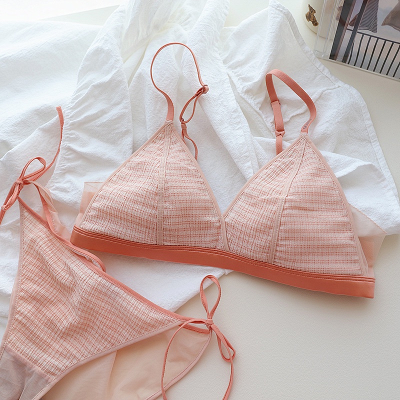 French triangle cup thin strap bra thin section gathered sexy lace ...