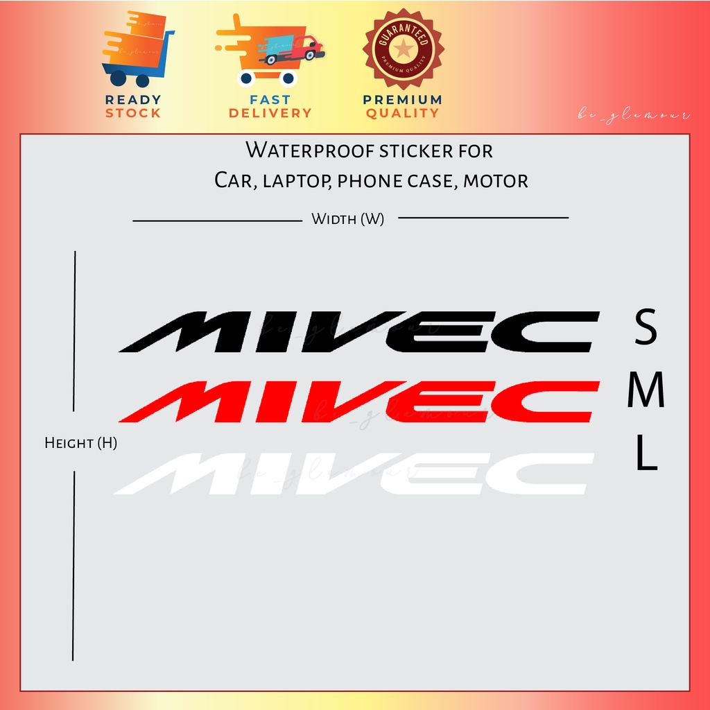 [2pcs] MIVEC Sticker Reflective stiker kereta mitsubishi vvt car jdm ...