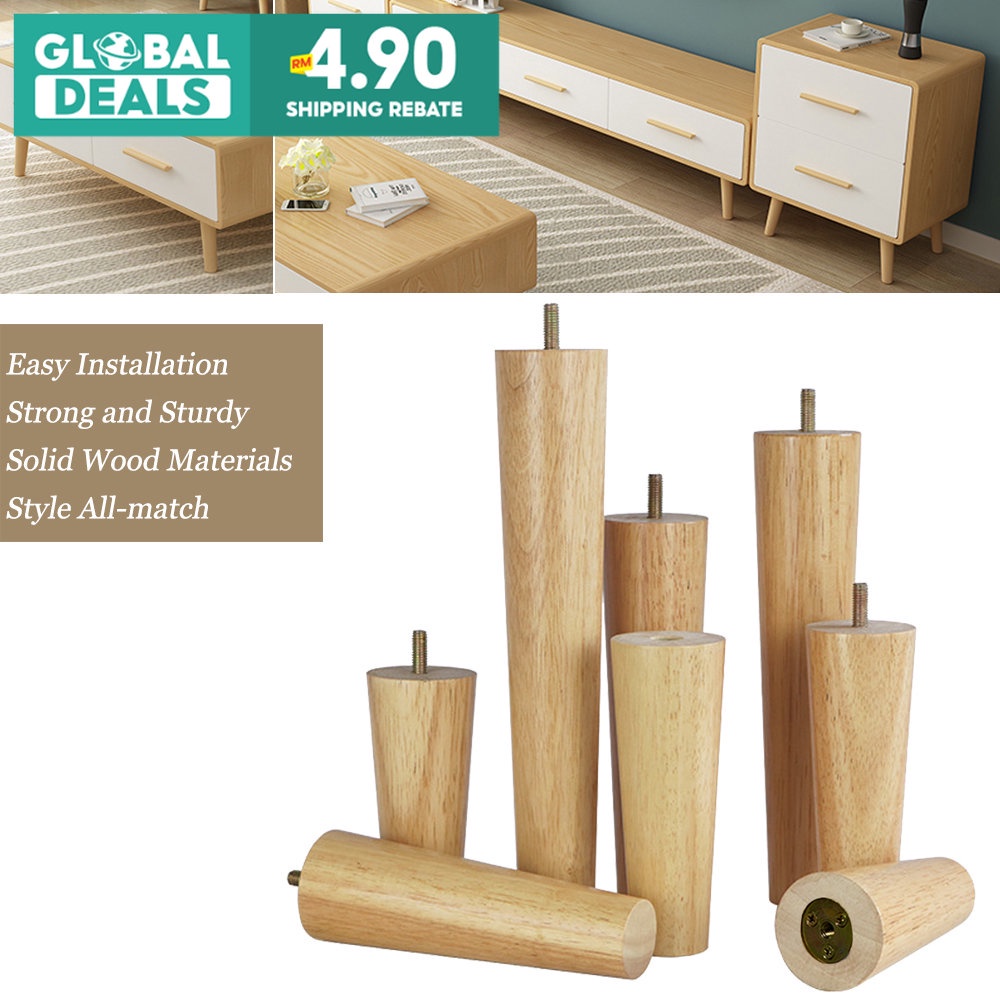 Nobao Oak Conical Furniture Leg M6/M8/M10 Screw Wood Sofa Leg for DIY ...