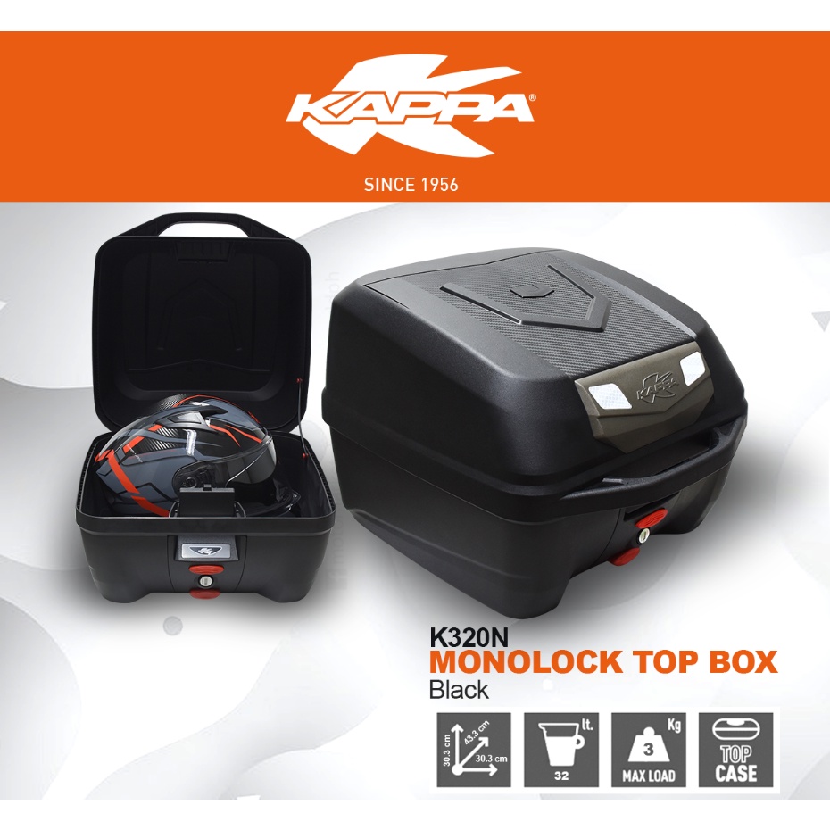 K320 K320N ORIGINAL KAPPA TOP BOX 32 LITRE MONOLOCK WITH BASE PLATE 32L KAPPA CARRIER BOX TOP ...