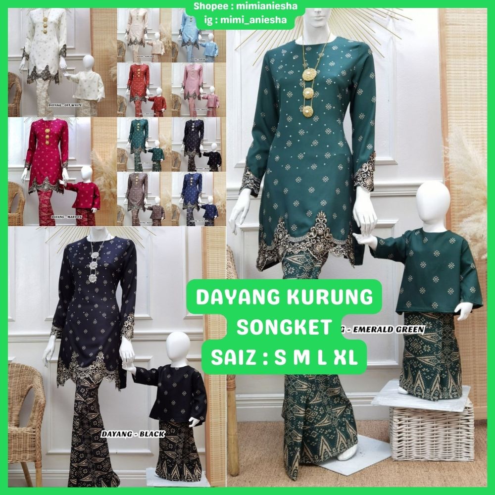 Dayang Kurung Songket Mom and Kids Baju Raya Ibu Anak Kurung Songket ...