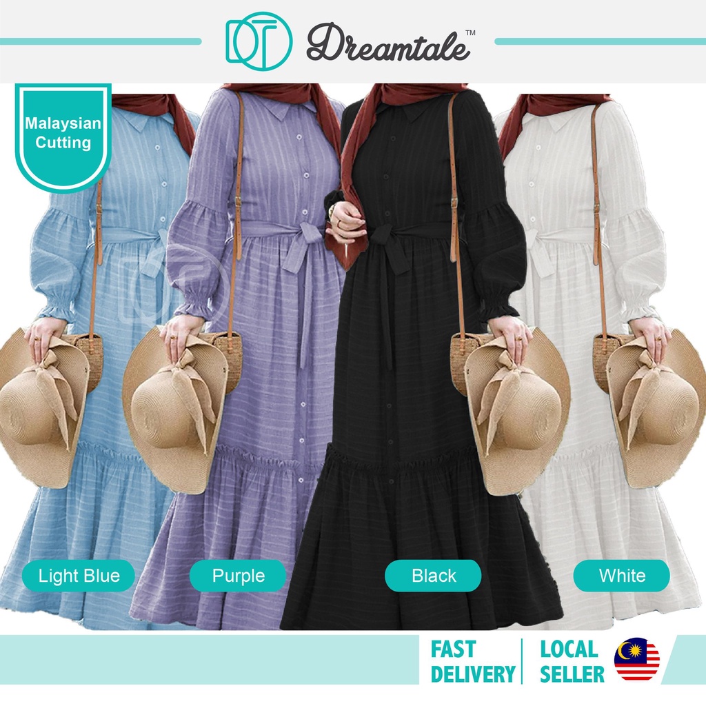 Dreamtale Hyrah Muslimah Dress Muslimah Stripes Layered Dress ...