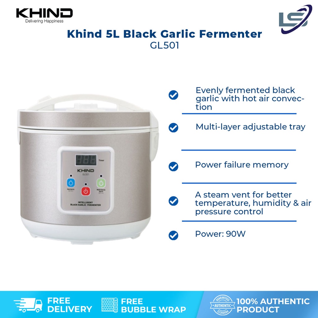 Khind 5L Black Garlic Fermenter GL501 | Hot Air Convection | Multi ...