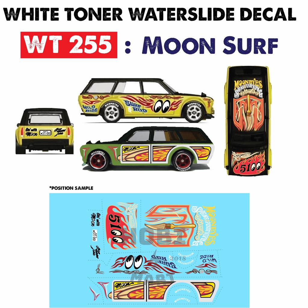 MOONEYE SURF Decals Hotwheels Tomica 1:64 diecast custom white toner ...