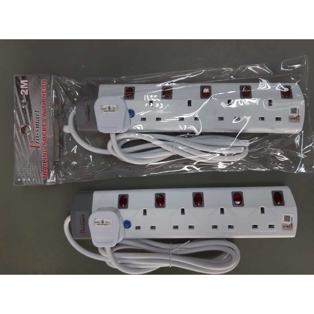 Pro-smart 5 Way Trailing Socket With Neon Sirim | Shopee Malaysia