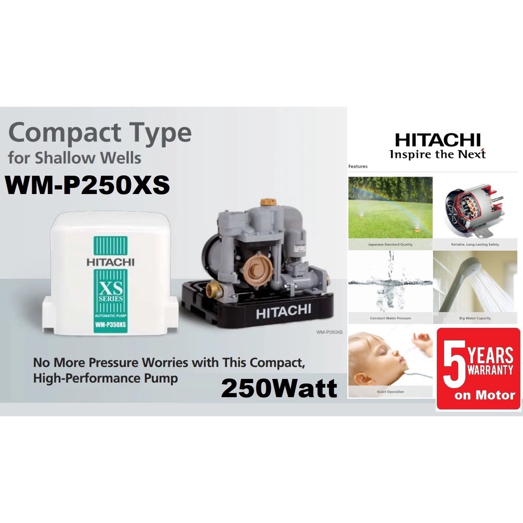 Hitachi 250W XS Constant Pressure Compact Type Booster Pump | Shopee ...