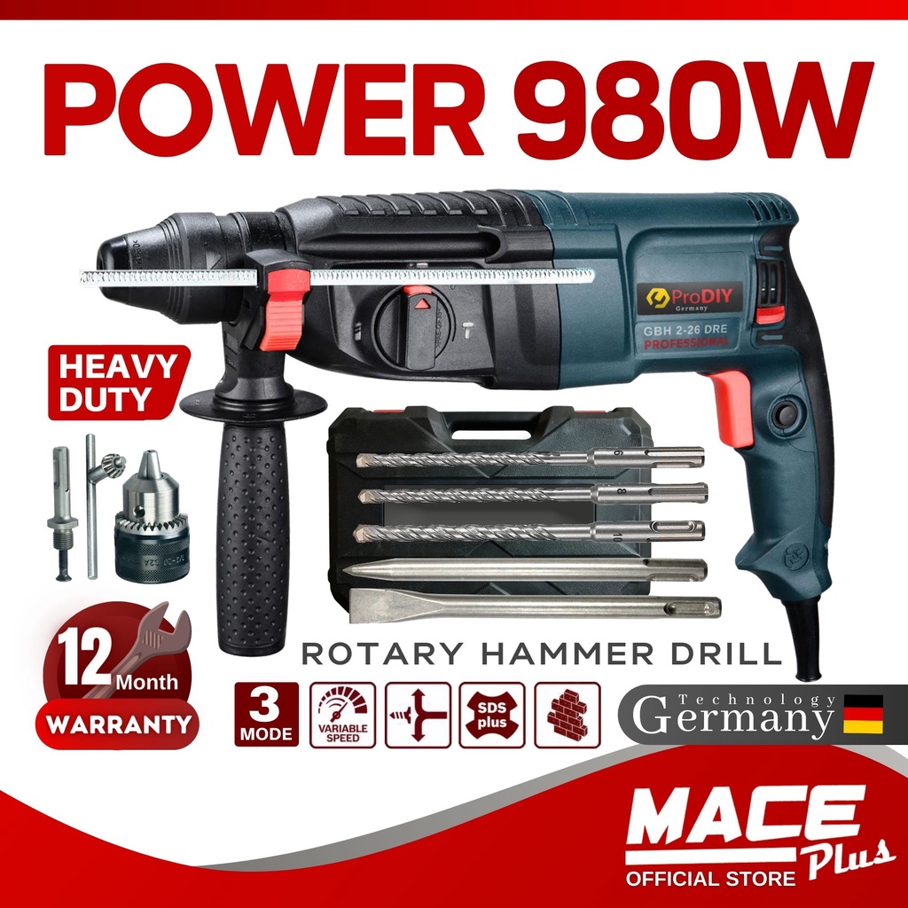 MACE PRODIY GBH 2-26 DRE SDS Rotary Hammer Drill Hammer Dril Mesin ...