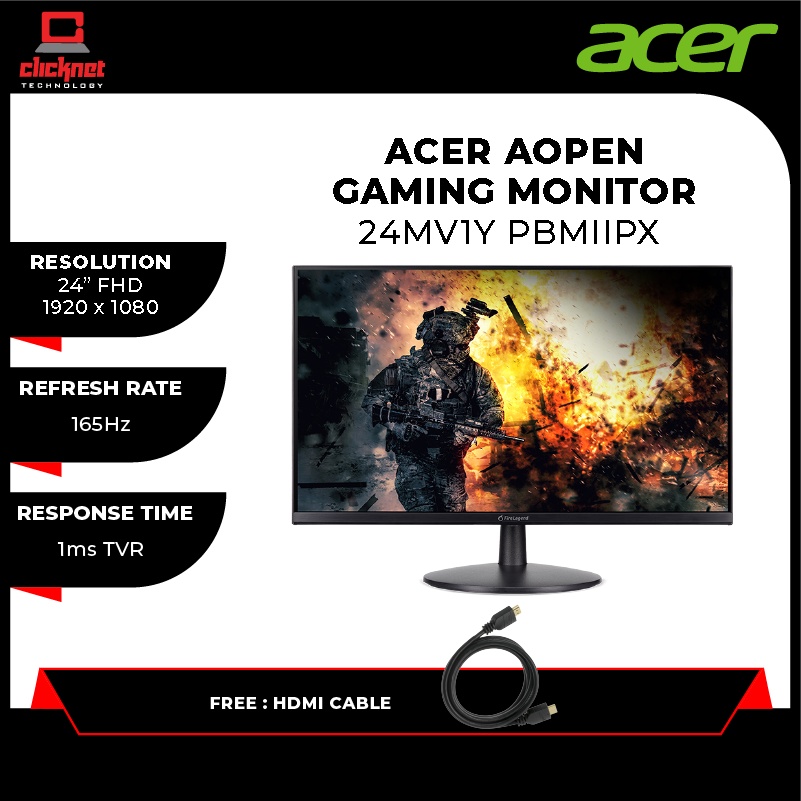 Acer AOPEN 24MV1Y FHD 1MS 165HZ FreeSync Gaming Monitor (23.8") 24MV1Y ...
