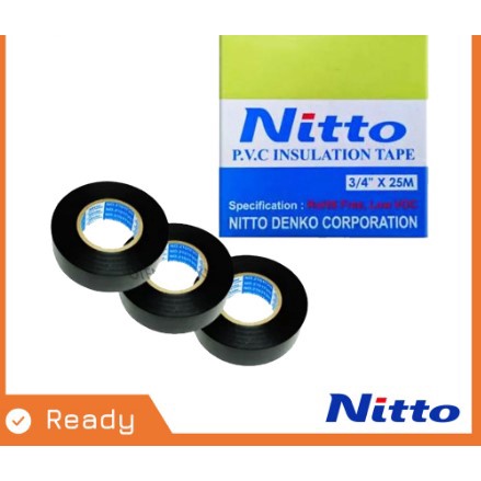 HITAM Original ELECTRIC NITTO ISOLATION TAPE BLACK PVC CABLE NITO 3/4 ...