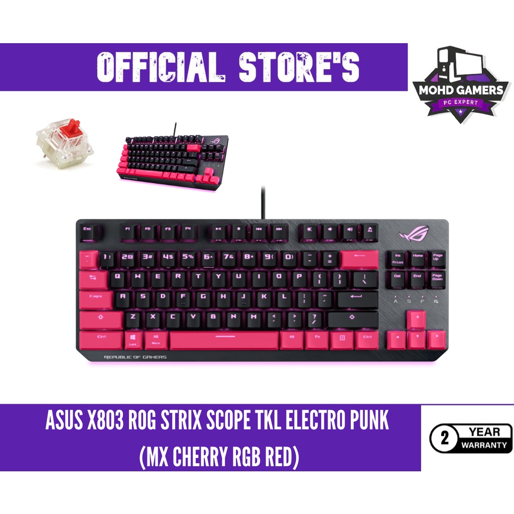ASUS X803 ROG STRIX SCOPE TKL ELECTRO PUNK GAMING KEYBOARD (MX CHERRY ...