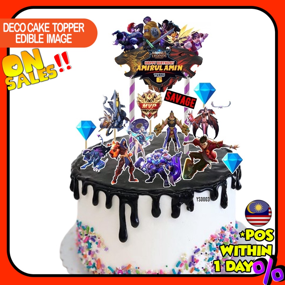 [CUSTOM NAME] Happy Birthday Cake Topper Mobile Legends Decoration Set ...
