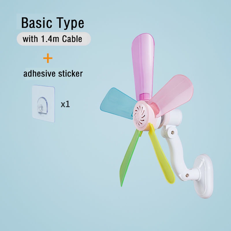 No-Drill Wall-mounted Electric Fan Hang Ceiling Fans Mute Small Wall ...