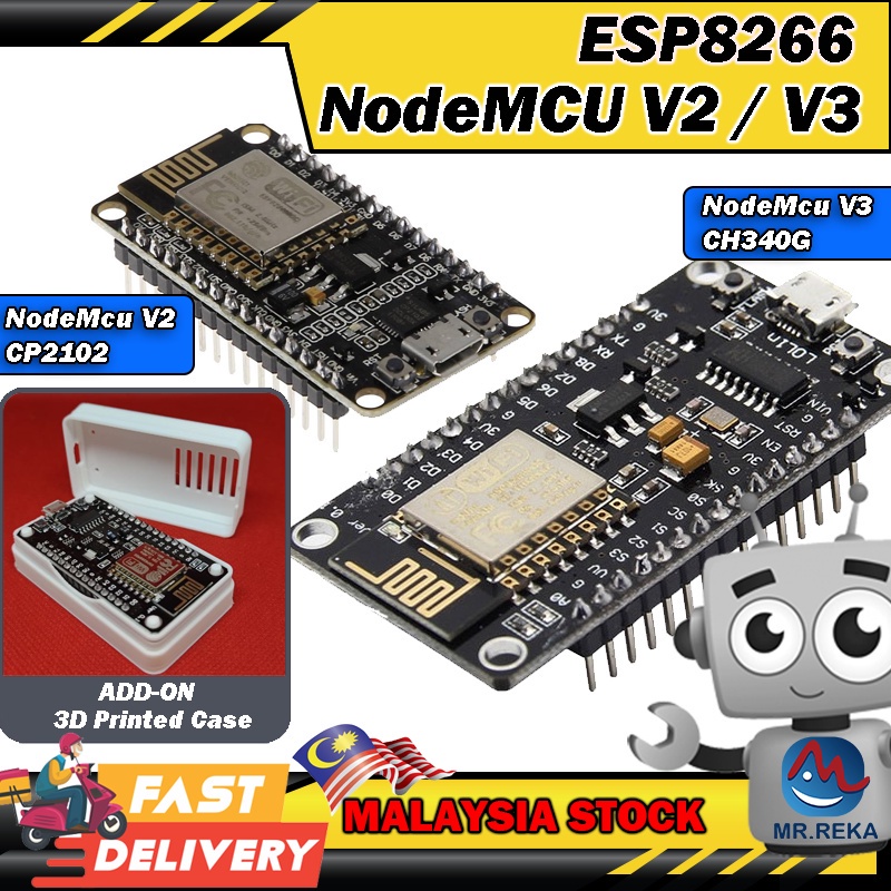 ⚡️ ESP8266 V2 NodeMCU CP2102 ESP8266 V3 CH340 Lolin Lua NodeMCU + NodeMcu Base | Shopee Malaysia