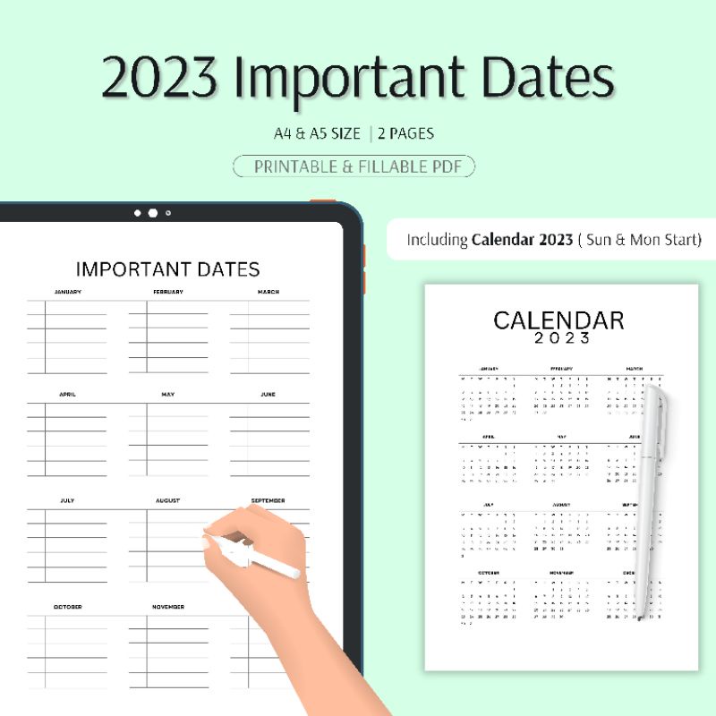 2023 Calendars & Important Dates - Birthday, Anniversary, Launching ...