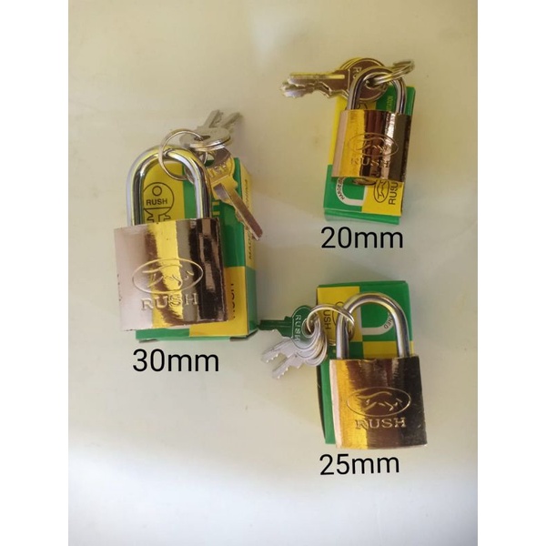 Rush brand flash yellow padlock size 20/25/30 MM | Shopee Malaysia