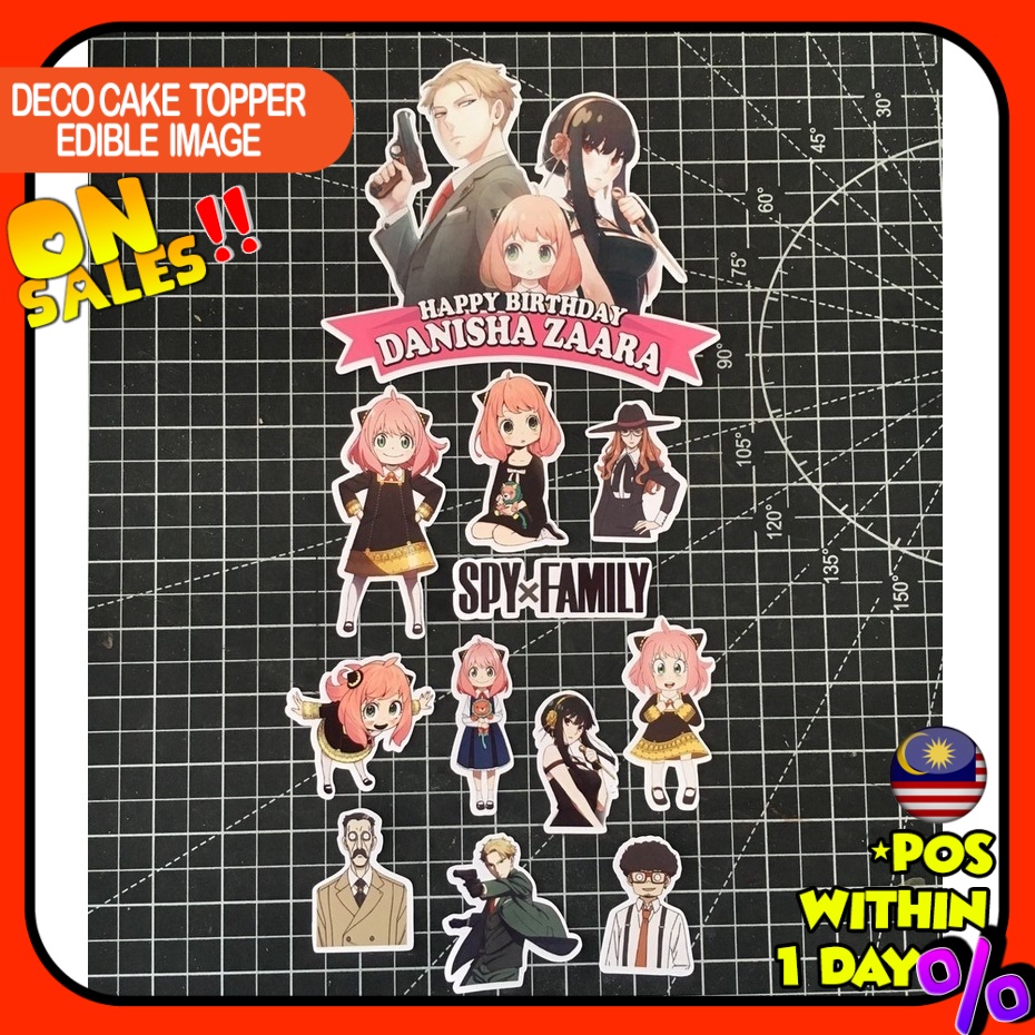 [CUSTOM NAME] Happy Birthday Cake Topper Spy x Family Decoration Set ...