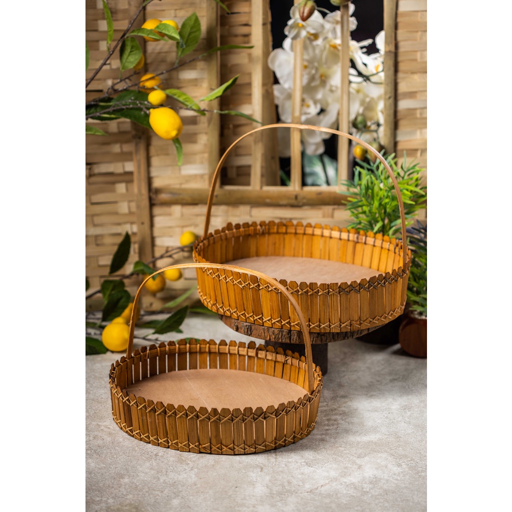 Chocolate OVAL STACKED BASKET/BAMBU BASKET | Shopee Malaysia