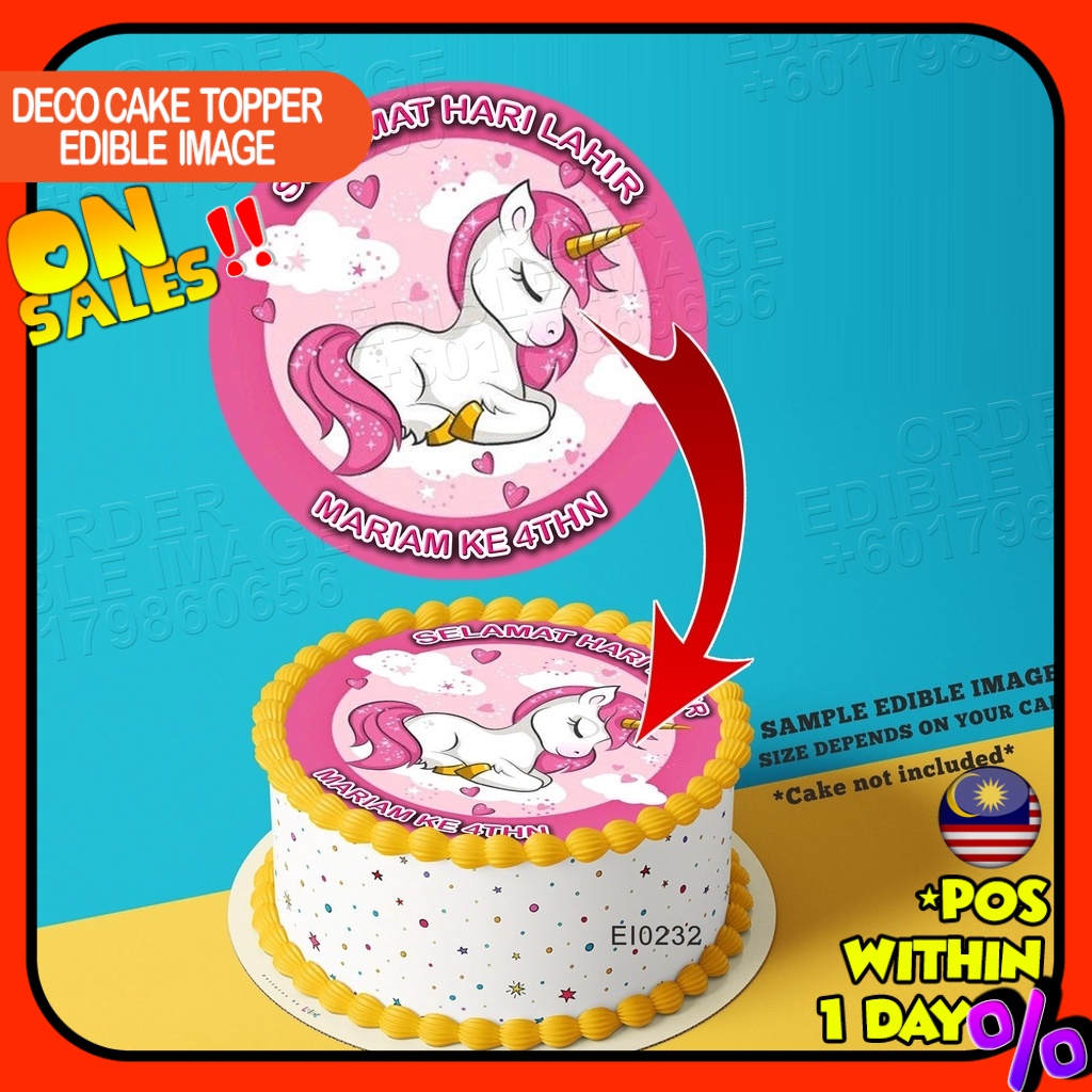 Printing EI Unicorn 2 Edible Image Print Cake Photo Icing Paper ...