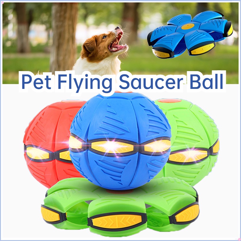 LED Magic Flying Saucer Ball Pet Toys Dog Training Ball Deformation ...