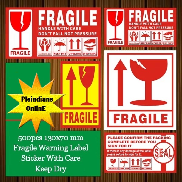 HOMIEE 130*70mm Shipping Fragile Sticker Warning Handle Care Jualan ...