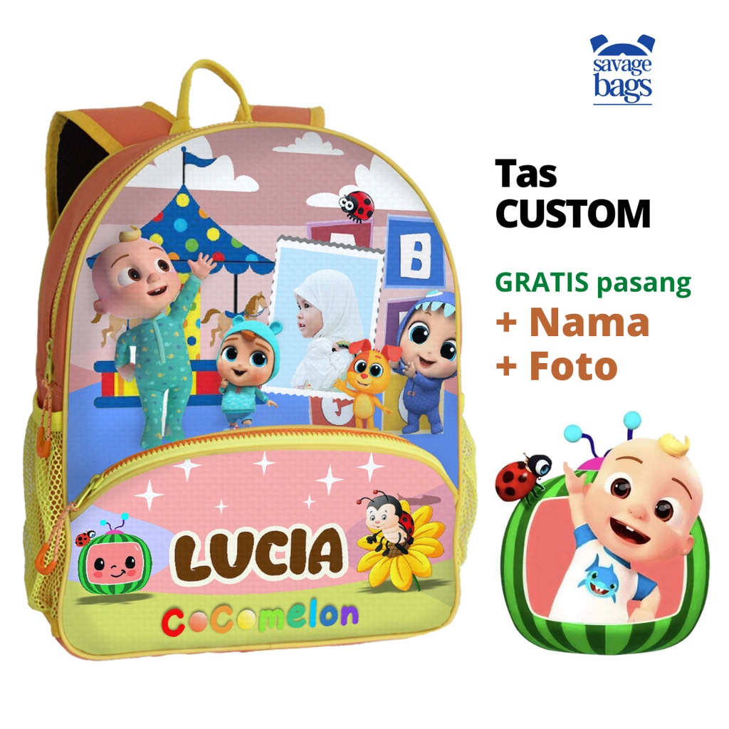 Custom CHILDREN'S BACKPACK ~ COCOMELON 2 | 1 ANNIVERSARY | Shopee Malaysia