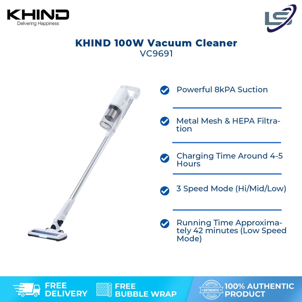 KHIND 100W Vacuum Cleaner VC9691 | Powerful 8kPA Suction | Metal Mesh ...