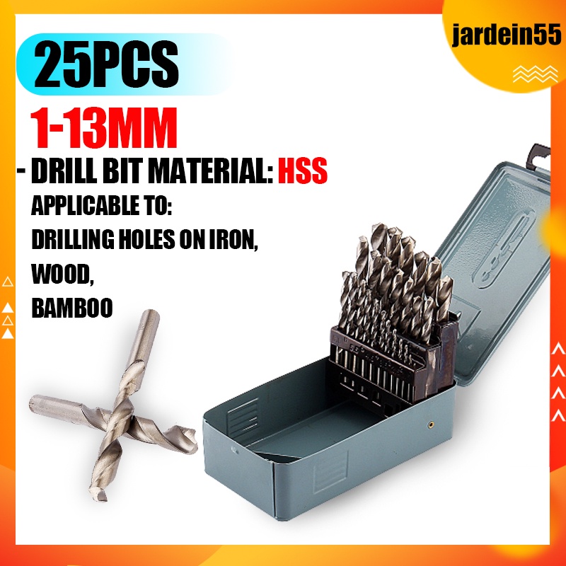 【1 Year Warranty】High Quality 25Pcs Twist HSS Metal Drill Set Drilling Bit Tool 1-13mm New ...
