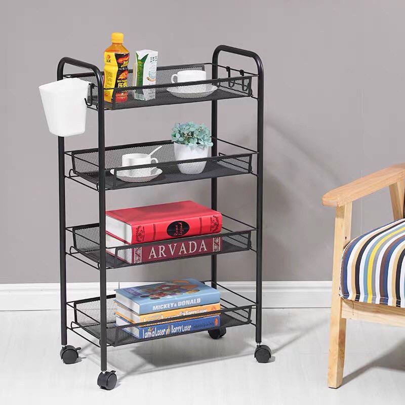 RAK SERBANEKA 4 Tier Multipurpose Storage Rack Trolley Rack with Wheel ...