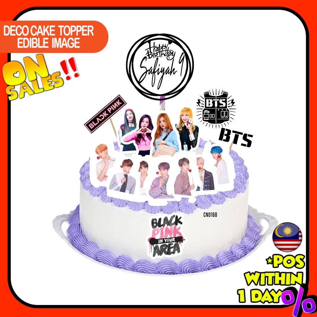 Happy Birthday Cake Topper BTS And Blackpink Mix Vs Decoration Set ...