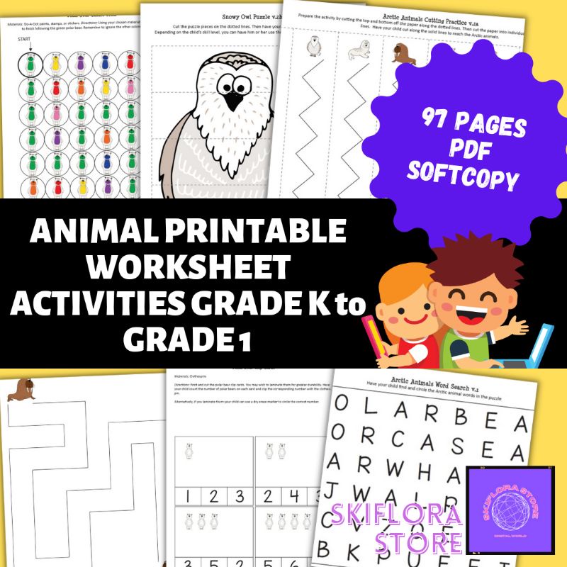 [SS156] Animal Printable Worksheet Activities for Kindergarten and ...