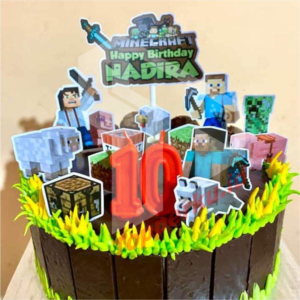 Minecraft Theme Birthday Cake Topper Character Cake Topper 01 | Shopee ...