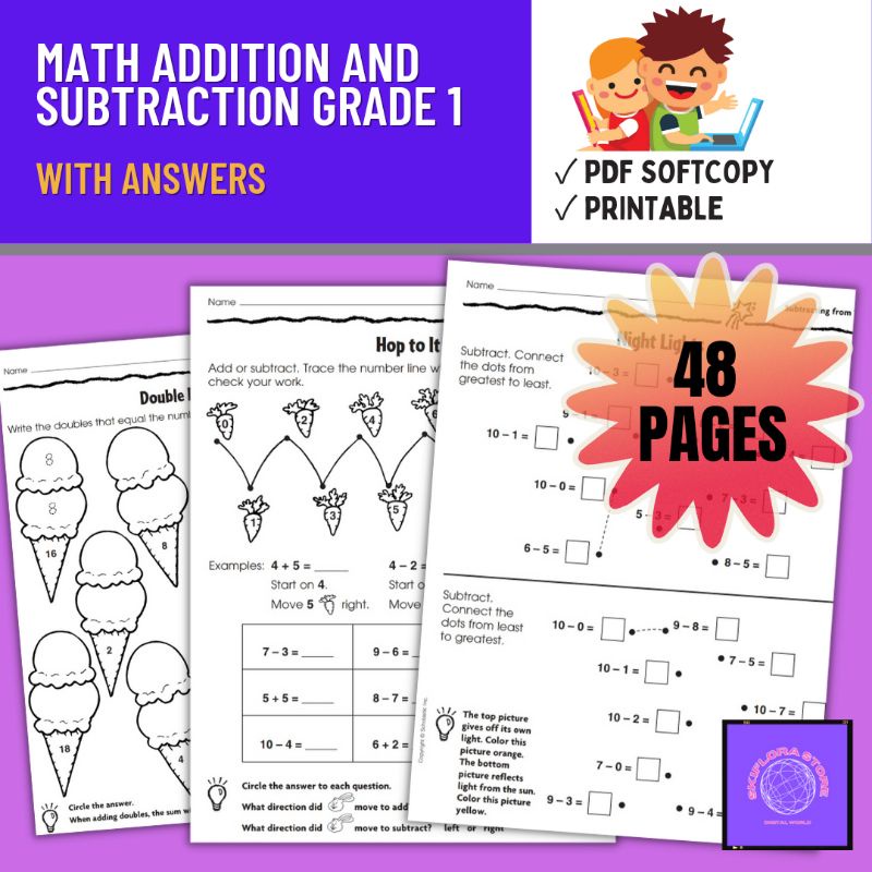 [SS18] Math Addition & Subtraction Grade 1 | Printable Worksheet ...