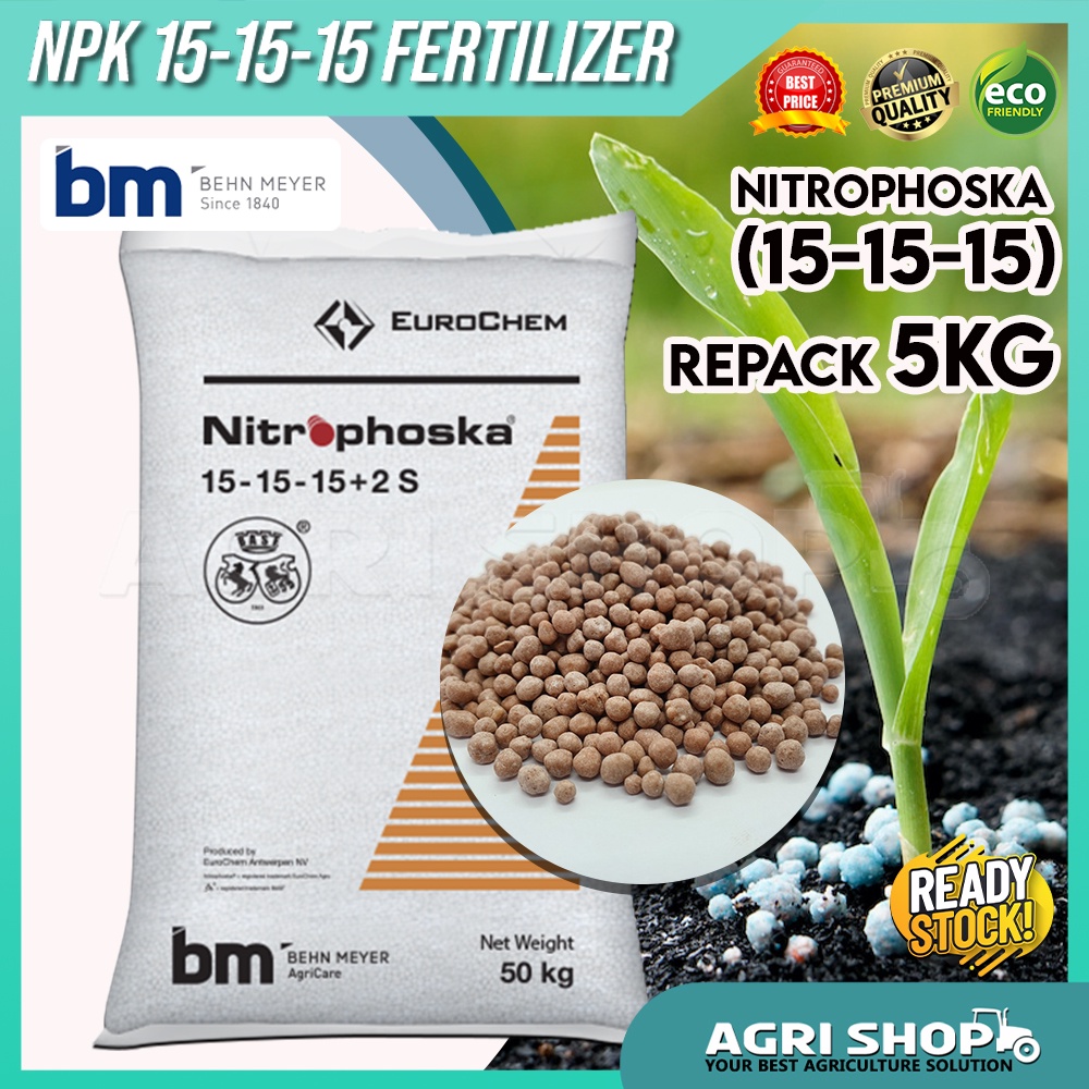 Agrishop Fertilizer Nitrophoska Blue BEHN MEYER 15-15-15 (5KG) Baja ...
